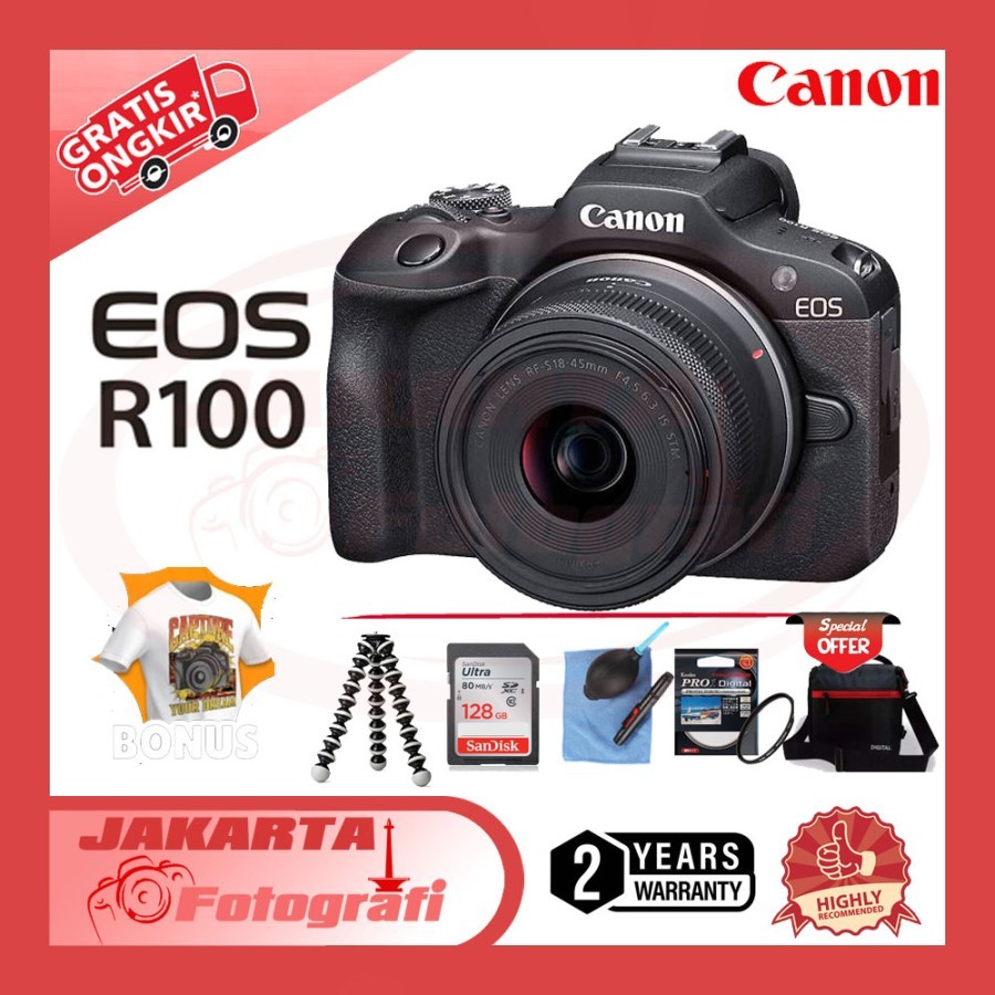 Jual Canon EOS R100 Kit 18-45mm IS STM RESMI | Shopee Indonesia