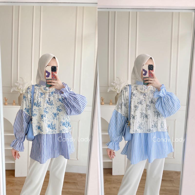Jual CANDY LADY Asera Azila Pleats Blouse / Atasan Motif Wanita Terbaru ...