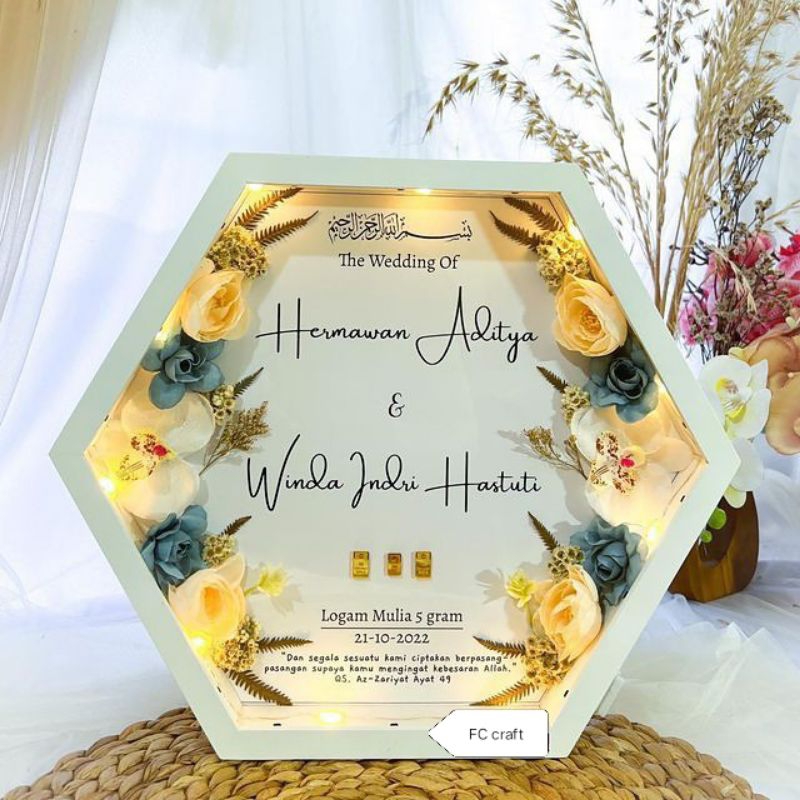 Jual bingkai mahar hexagon/frame hexagon D32cm | Shopee Indonesia