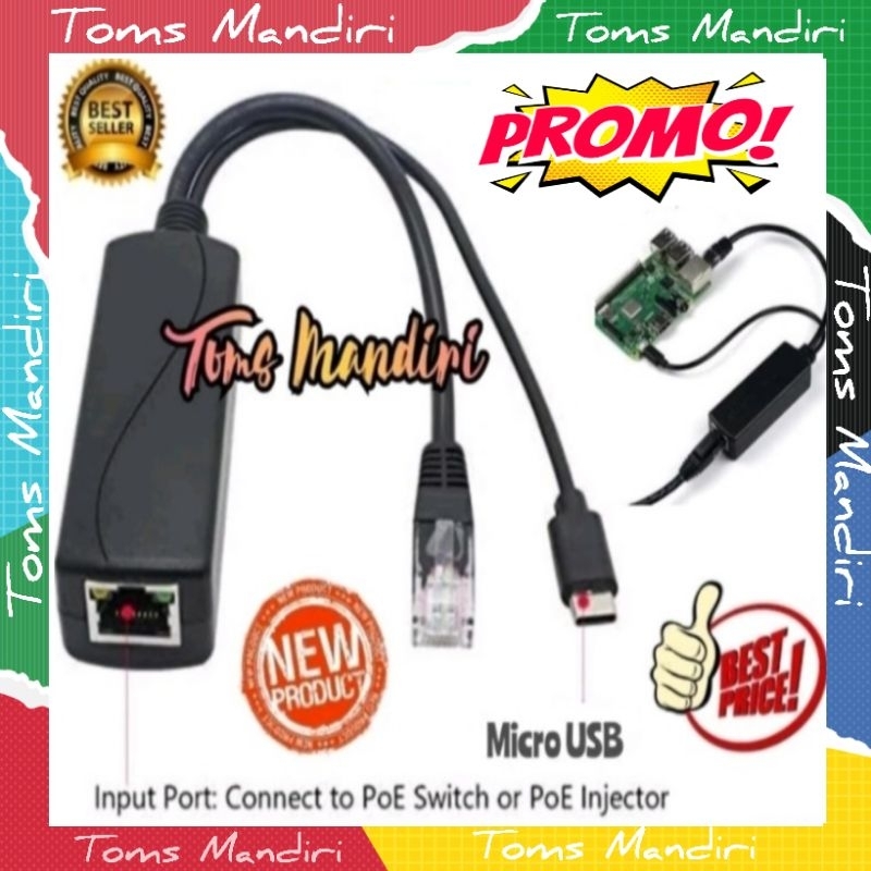 Jual days_folery - poe splitter injector 48v 2a micro usb - power over ...