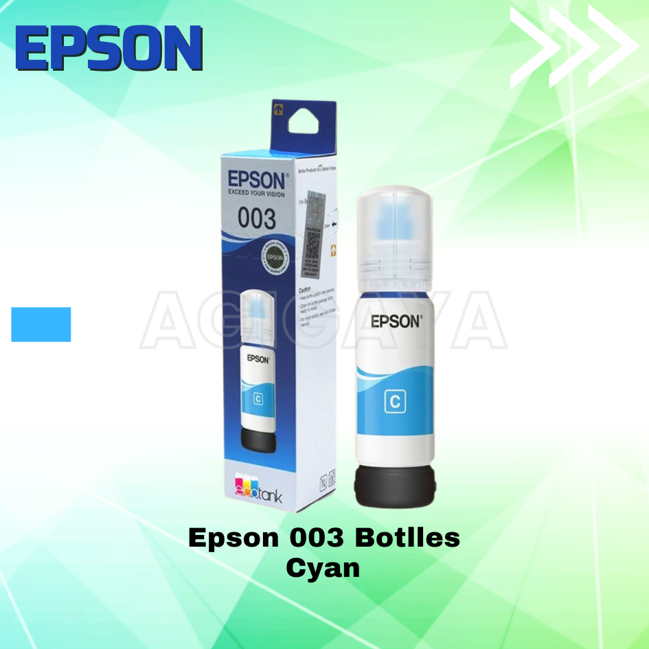 Jual tinta epson 003 cyan biru ink 100% original | Shopee Indonesia