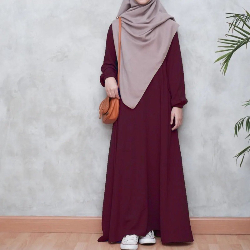 Jual AHA DRESS GAMIS POLOS SIMPEL GAMIS WANITA TERBARU LENGAN MANSET ...