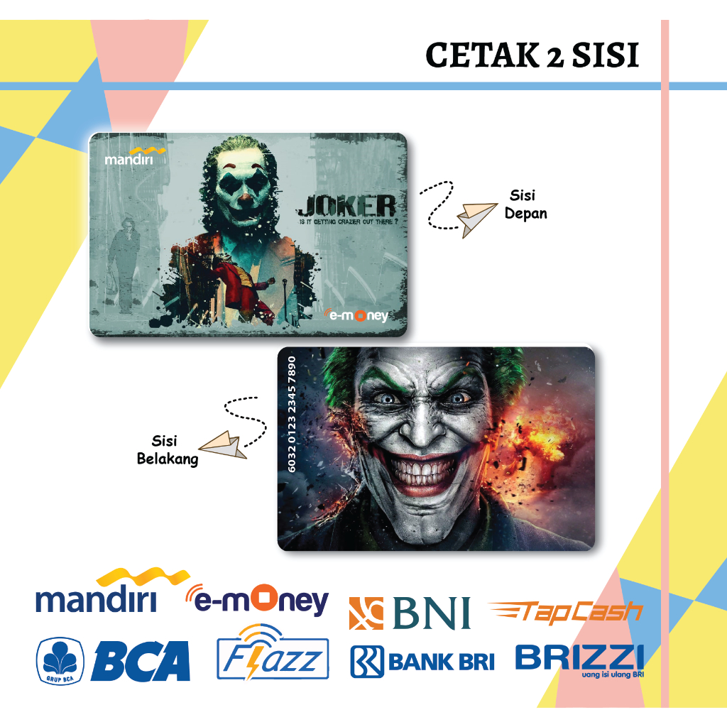 Jual KARTU E MONEY E TOLL MOVIE JOKER COMIC DC MANDIRI FLAZZ BCA GEN 2 BNI TAPCASH BRIZZI BRI ...