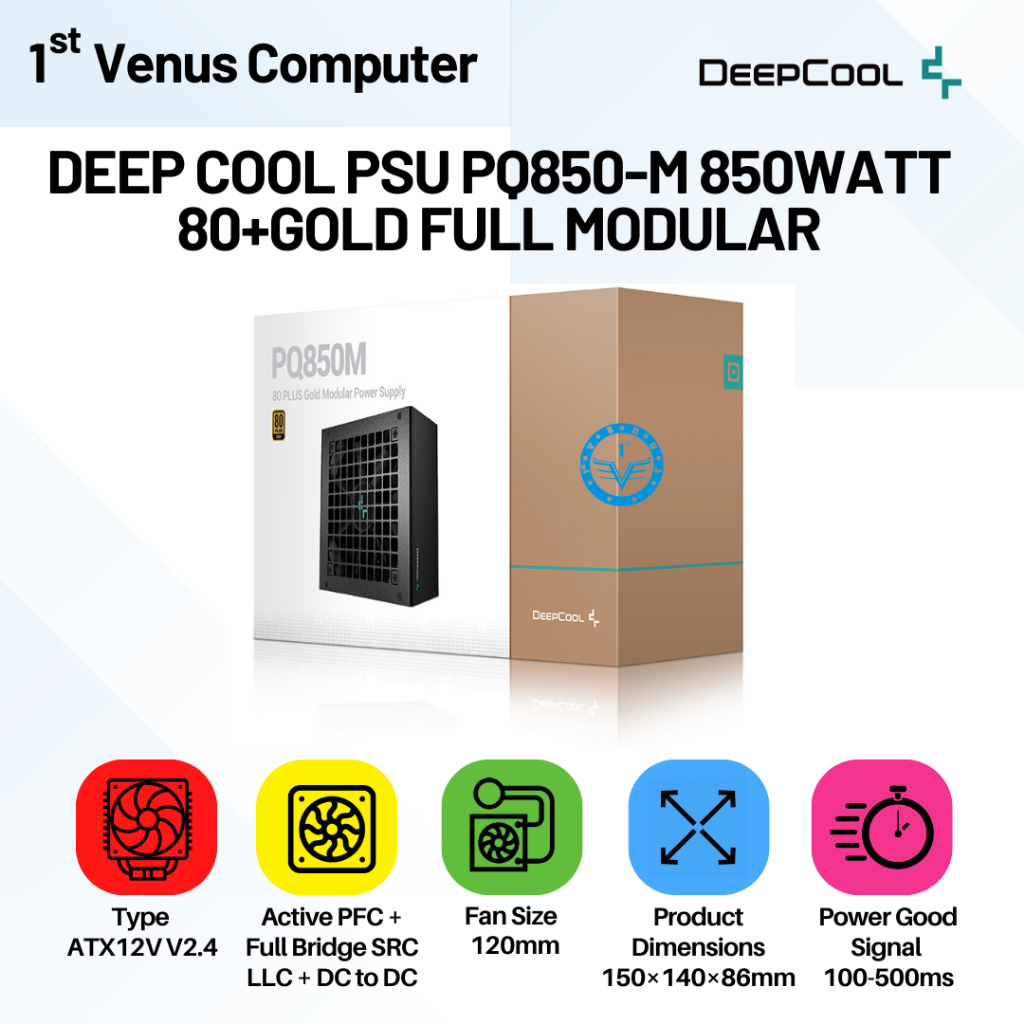 Jual POWER SUPPLY DEEPCOOL PQ850-M 850WATT 80+GOLD FULL MODULAR / PSU ...