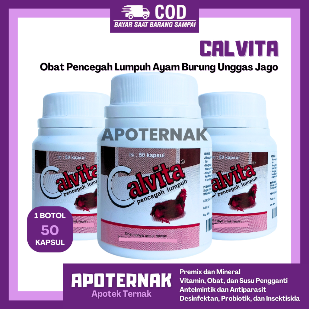 Jual CALVITA 50 Kapsul | Obat Pencegah Lumpuh Ayam Burung Unggas Jago ...