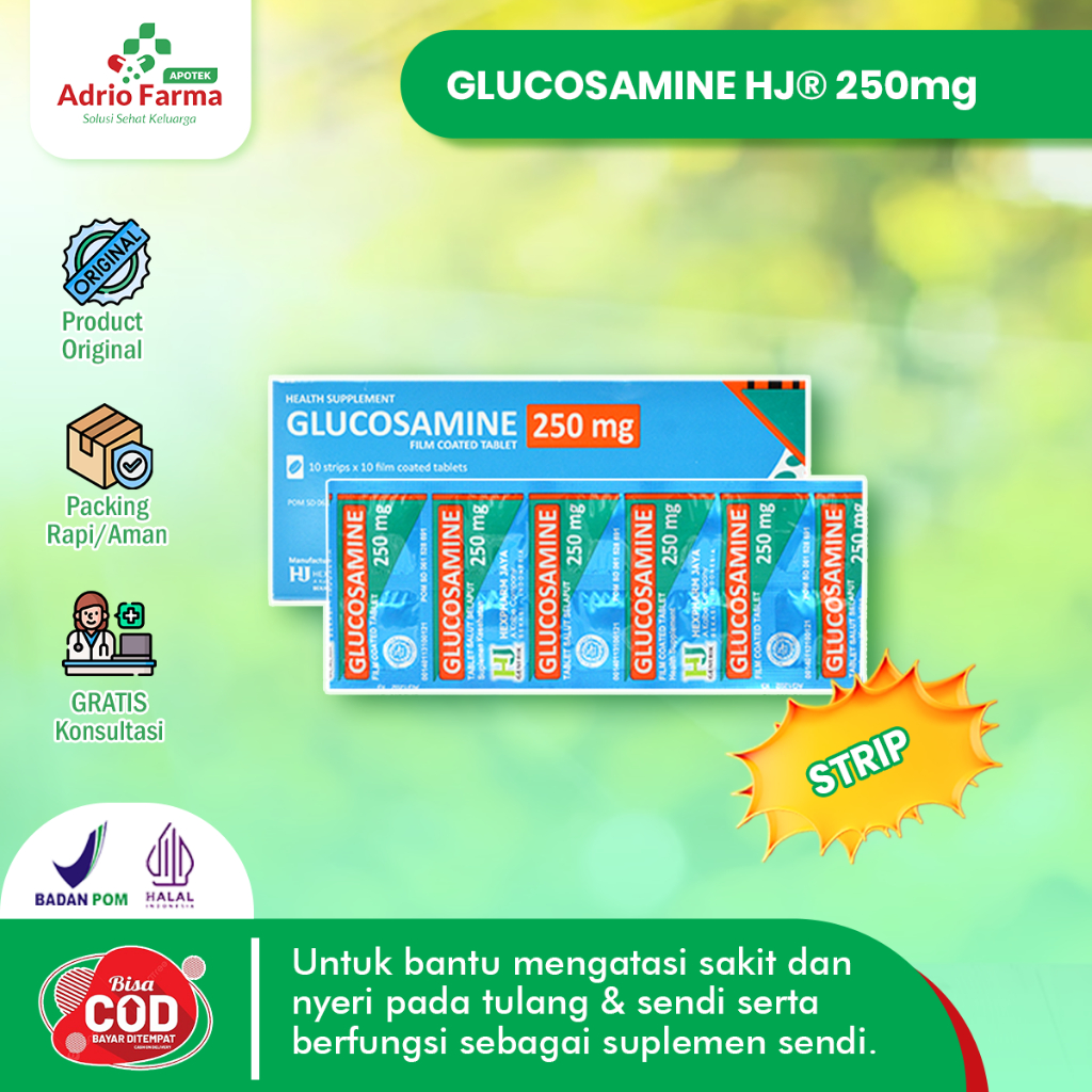 Jual GLUCOSAMINE - HJ 250mg STRIP @ 10 Tablet - HJ GENERIK - Suplemen ...