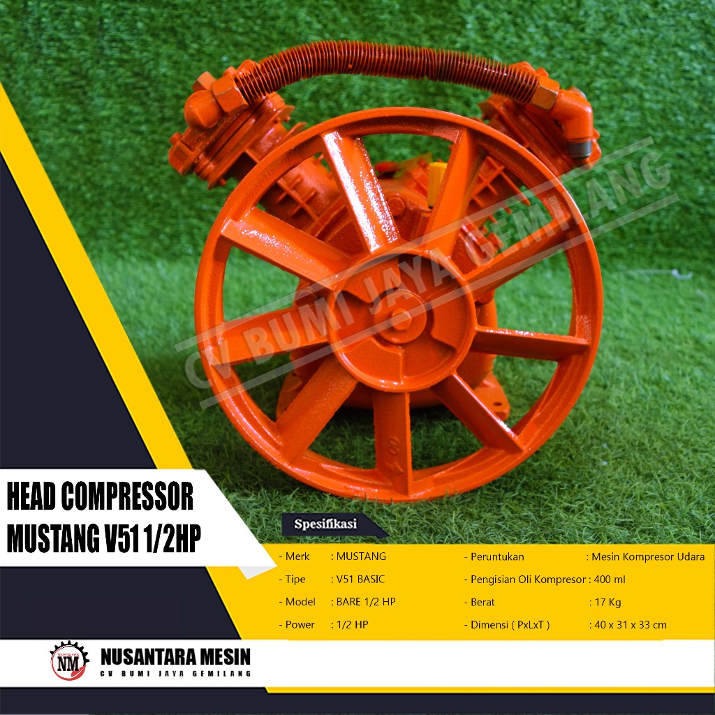 Jual KEPALA KOMPRESOR / HEAD COMPRESSOR MUSTANG V 51 BASIC 1/2 HP ...