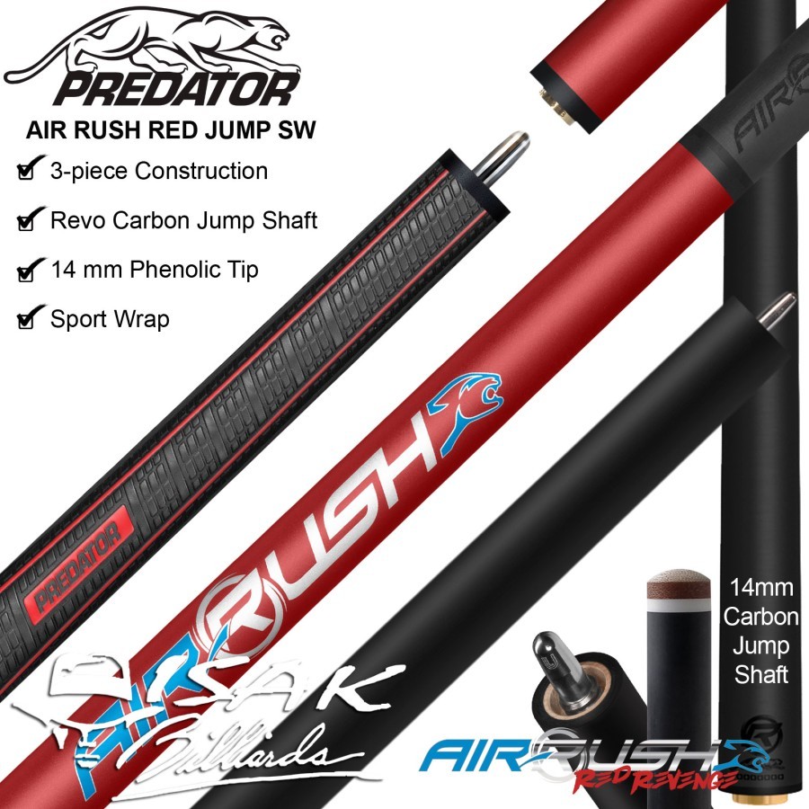 Jual Predator Air Rush Red Carbon Jump Cue SW - Stick Billiard Loncat ...