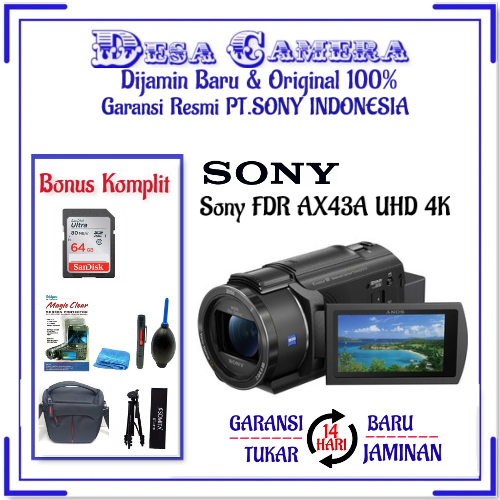 Jual Handycam Sony FDR AX43A UHD 4K Garansi Resmi | Shopee Indonesia