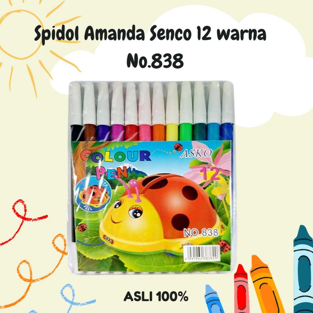 Jual [SET] SPIDOL WARNA AMANDA SENCO / SPIDOL / 12 WARNA / NO.838 ...