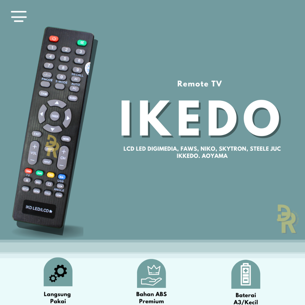 Jual Remot TV Ikedo LED LCD Juc Niko Digimedia Skytron Steele Aoyama ...