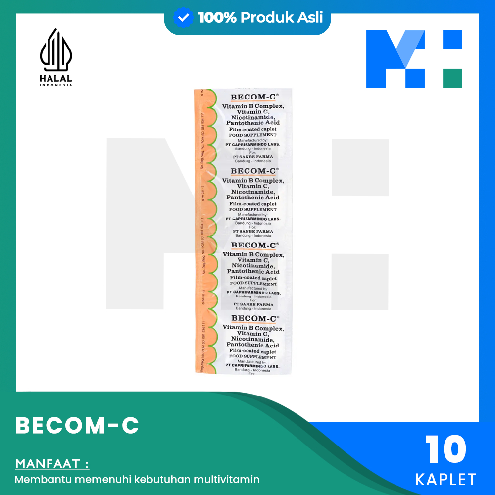 Jual BECOM C Multivitamin Vitamin B Compleks Vitamin C Strip Isi 10 ...