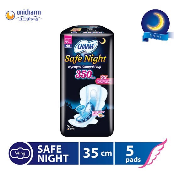Jual Charm Safe Night 2 x Cegah Bocor Semalaman 35 Cm Isi 5 Pads ...