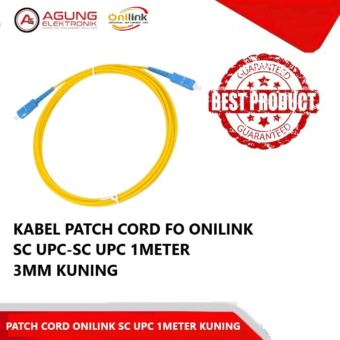 Jual KABEL PATCH CORD FO ONILINK SC UPC-SC UPC 1METER 3MM KUNING | Shopee Indonesia