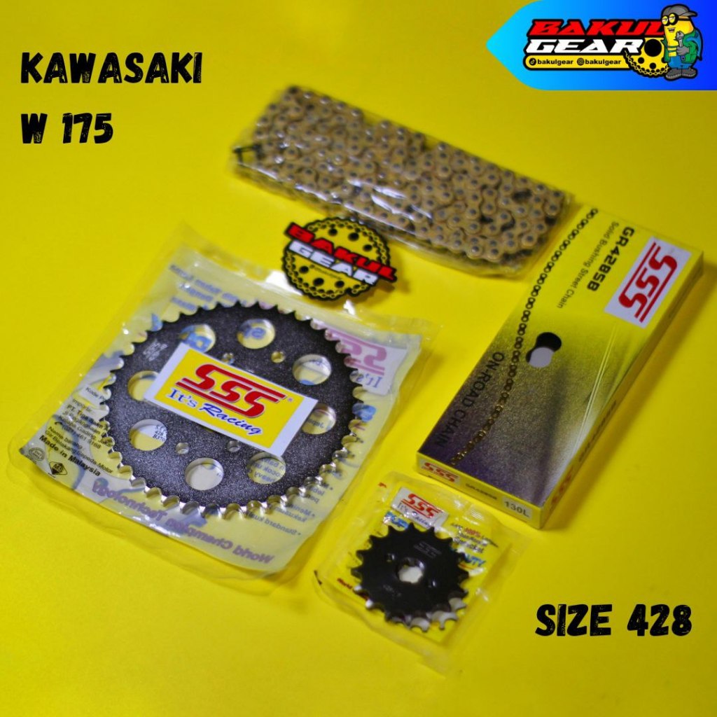 Jual Gear set SSS W175 W 175 Ukuran 428 tebal | Shopee Indonesia