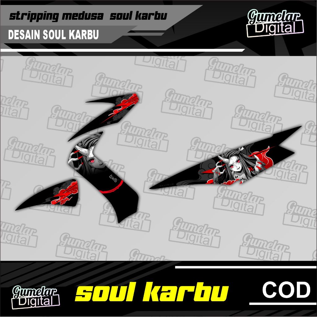 Jual STRIPING SIMPEL YAMAHA MIO SOUL KARBU NEZUKO DEMON MODE DEMON ...