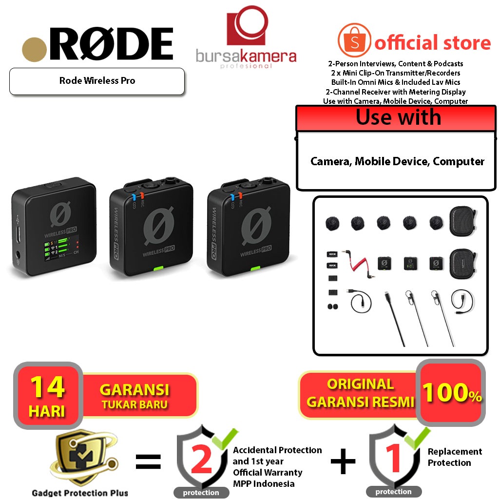 Jual Rode Wireless Pro 2-Person Compact Wireless Microphone Rode Mic ...