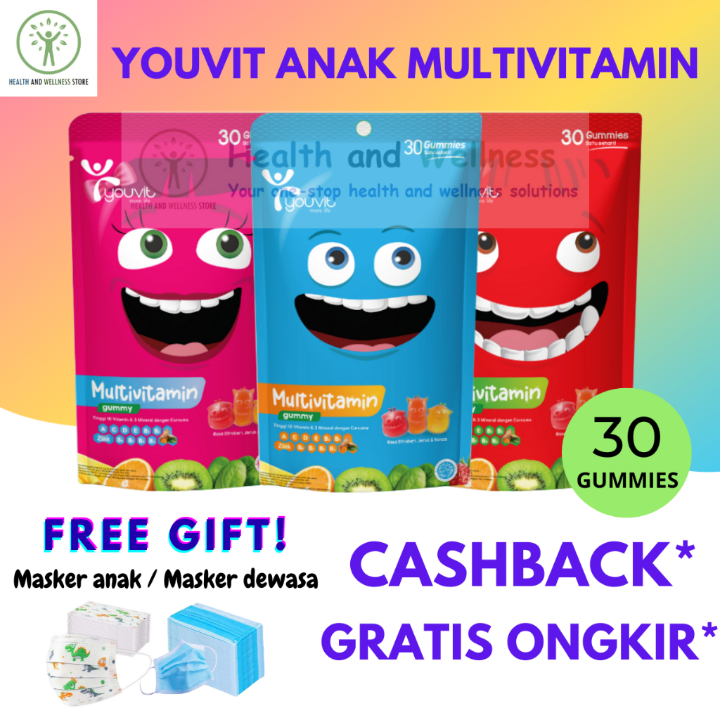 Jual YOUVIT MULTIVITAMIN ANAK YOU VIT 30 GUMMY TABLET KIDS VITAMIN | Shopee Indonesia