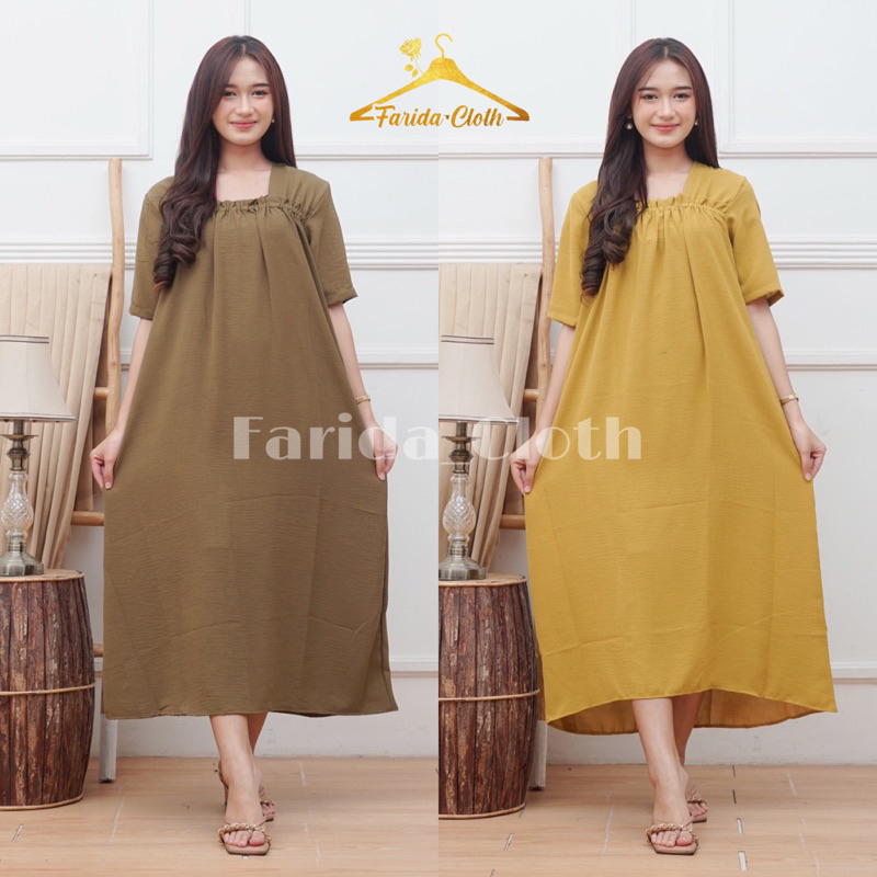 Jual Daster Midi Zara Cringkle Airflow Lengan 3/4 / Shena Dress Fuji ...