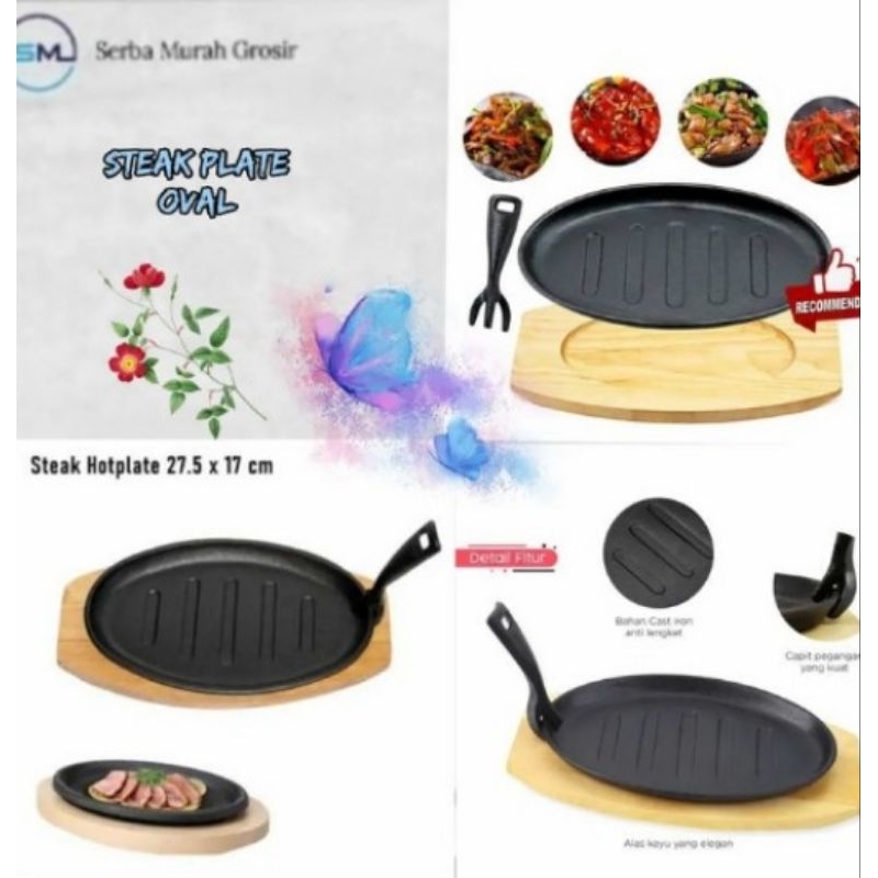 Jual alat panggang/hot plate oval/barbeque/besi cor steak/steak plate ...