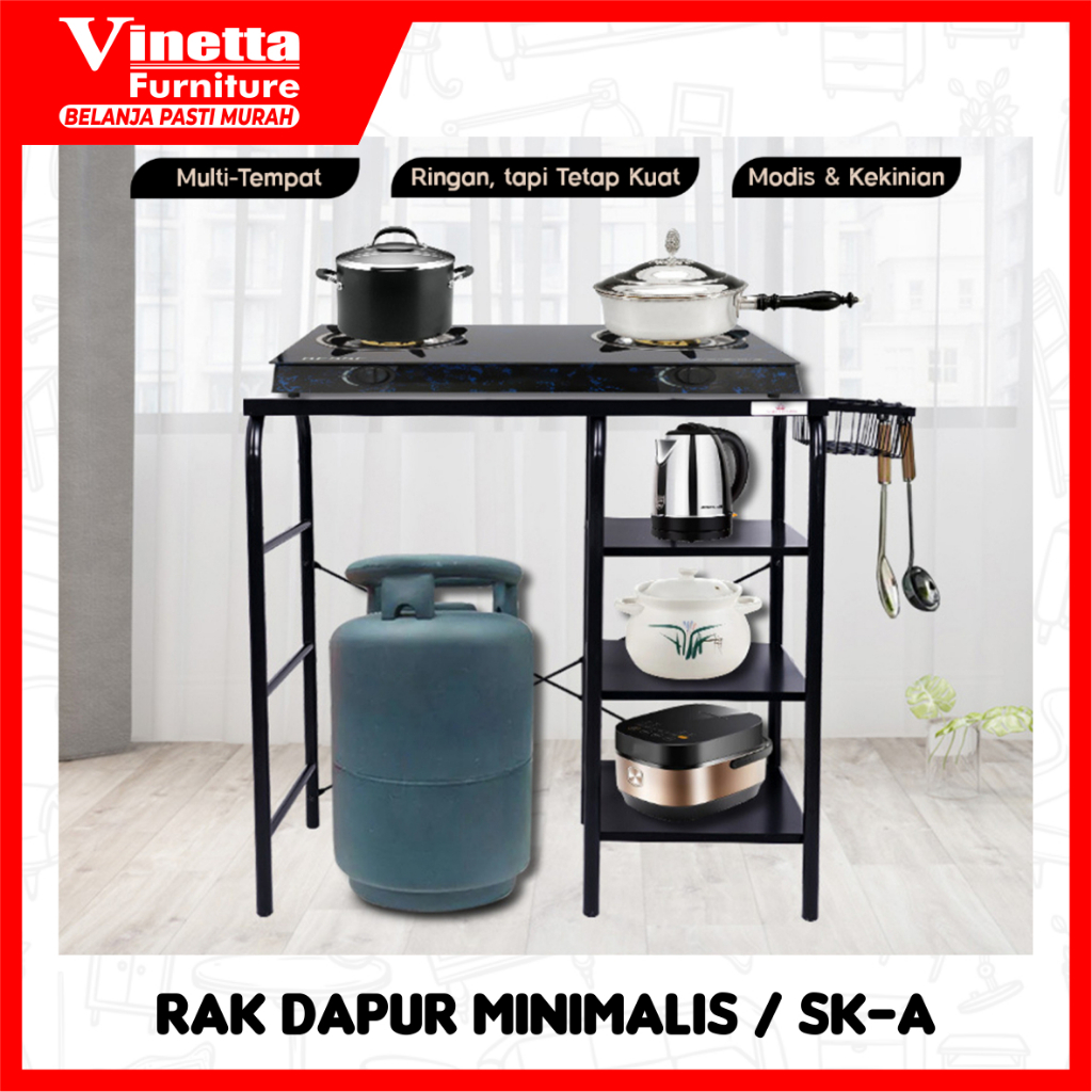 Jual Rak Dapur Susun Minimalis / Rak Panci Oven Microwave / Rak Serbaguna / Meja Kompor Gas 2 ...