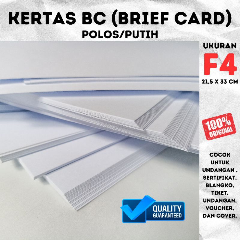 Jual KERTAS BC/KERTAS TIK/ KERTAS BC (BRIEF CARD) UKURAN F4 160 gsm ...