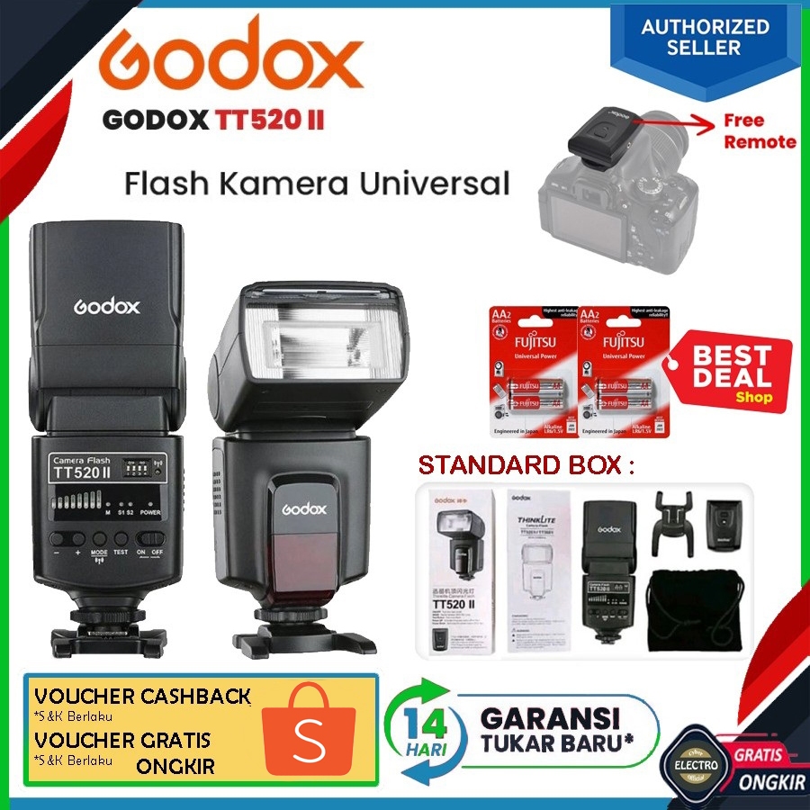 Jual Flash Godox TT520II Universal | Flash Kamera TT520 II TT520-II TT ...
