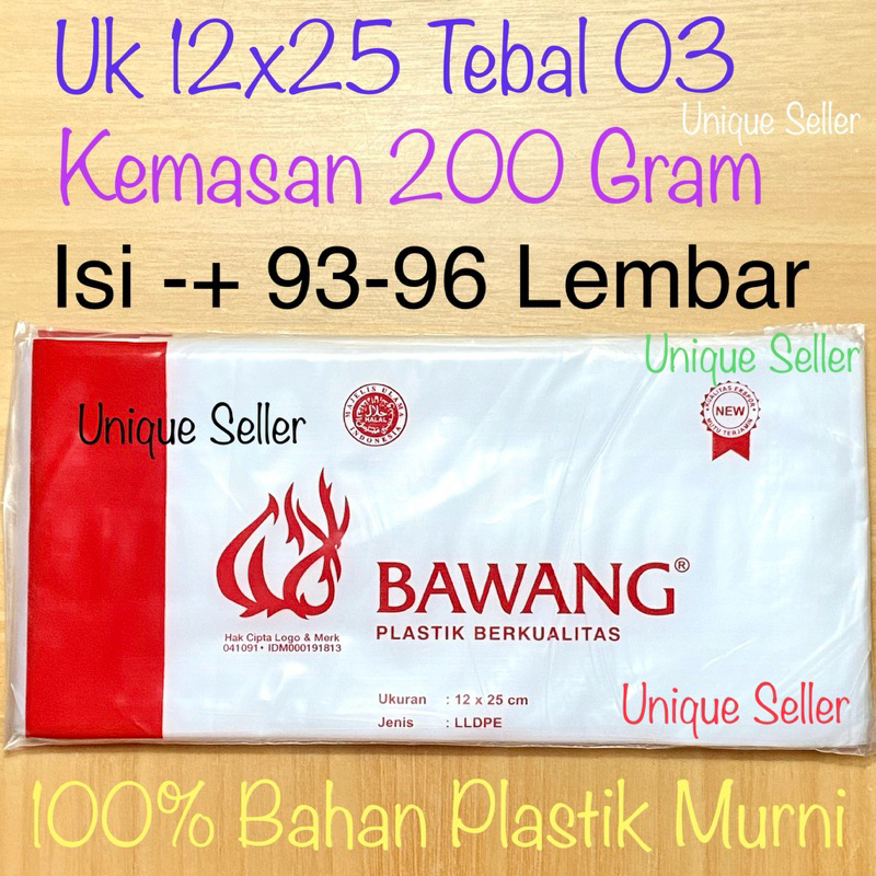 Jual Plastik PE Bawang Tebal 03 Uk 10x20 (1/4 kg) 12x25 (1/2 kg) 15x30 (1 kg) 18x35 (2 kg) 20x35 ...