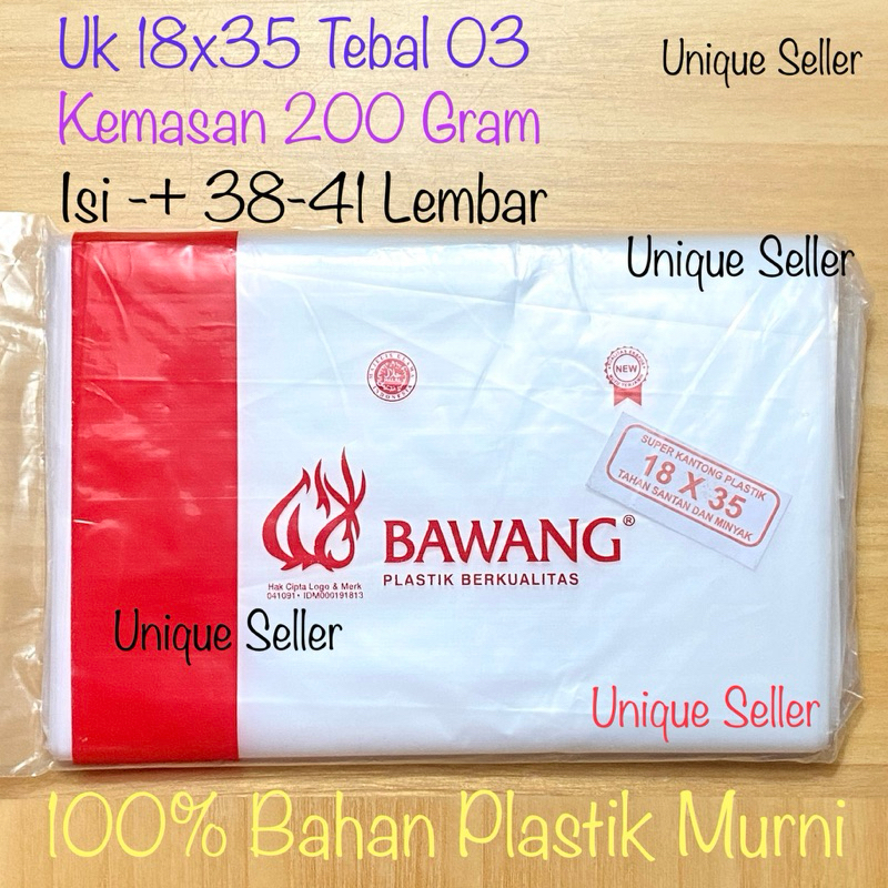Jual Plastik PE Bawang Tebal 03 Uk 10x20 (1/4 kg) 12x25 (1/2 kg) 15x30 (1 kg) 18x35 (2 kg) 20x35 ...