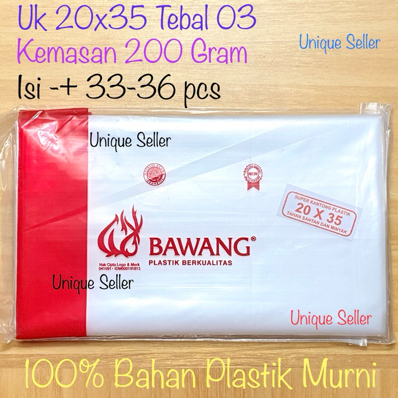 Jual Plastik PE Bawang Tebal 03 Uk 10x20 (1/4 kg) 12x25 (1/2 kg) 15x30 (1 kg) 18x35 (2 kg) 20x35 ...