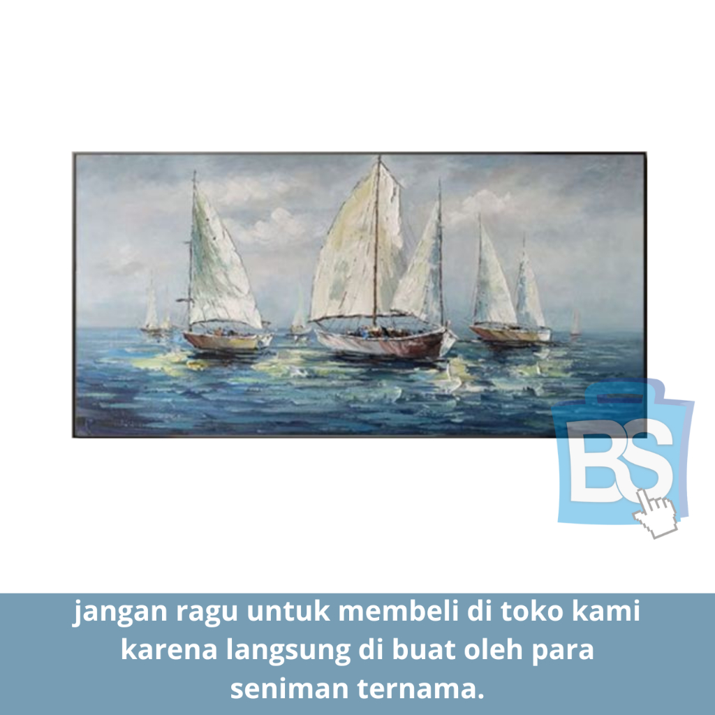 Jual lukisan asli PERAHU LAYAR DI LAUT ASLI RUANG TAMU DEKORASI BINGKAI ...