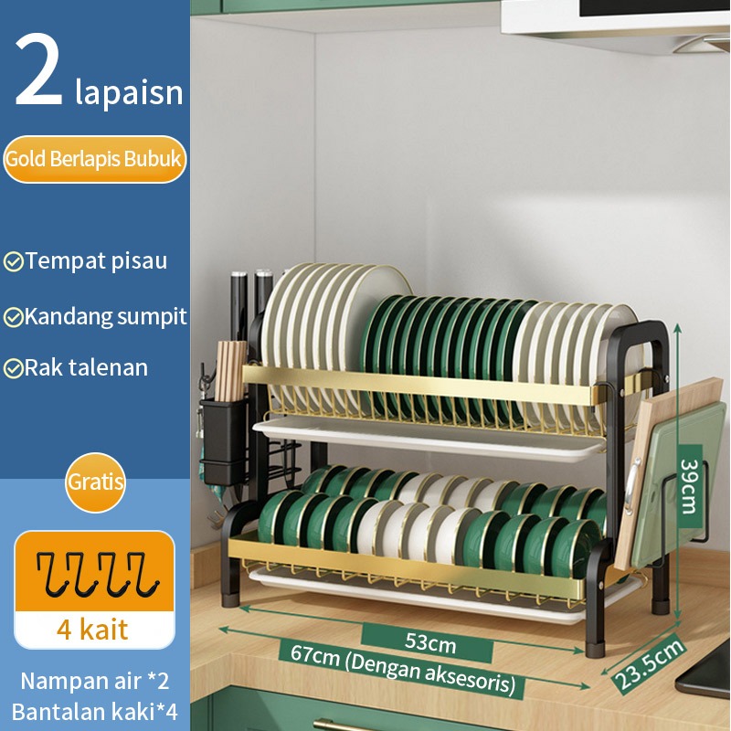 Jual Rak Piring Rak Cuci Piring Penyimpanan Dapur Stainless Steel Dish ...