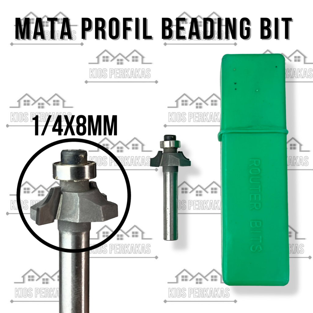 Jual Mata Profil Kayu 1/4" X 8mm Beading Bit / Mata Trimmer Router Wood ...