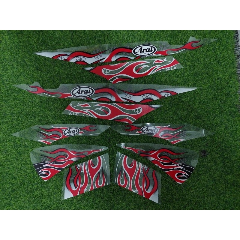 Jual Striping sticker Mio soul transparan design costume motif api Arai ...