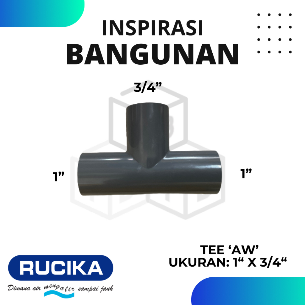 Jual fitting pipa tee 1" x 3/4" rucika AW produk berkualitas dan tahan ...