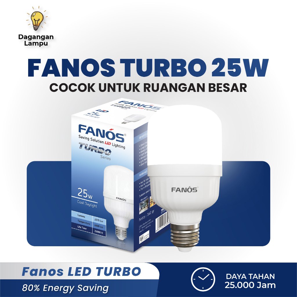 Jual FANOS Turbo 25 Watt Lampu Led Light Bulb (CDL) - Cool DayLight ...