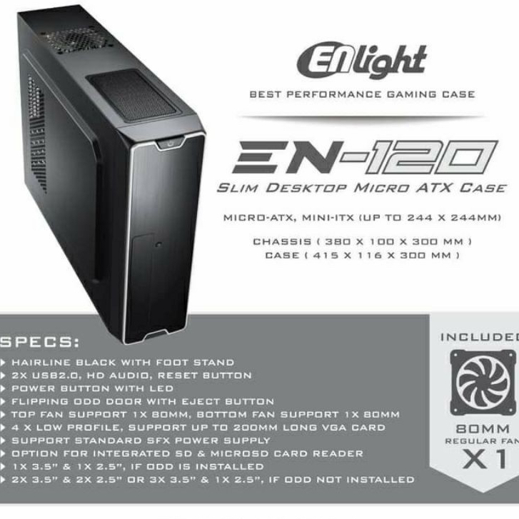 Jual CASING ENLIGHT EN-120 + PSU 300WATT MINI ITX - MICRO ATX ENLIGHT ...