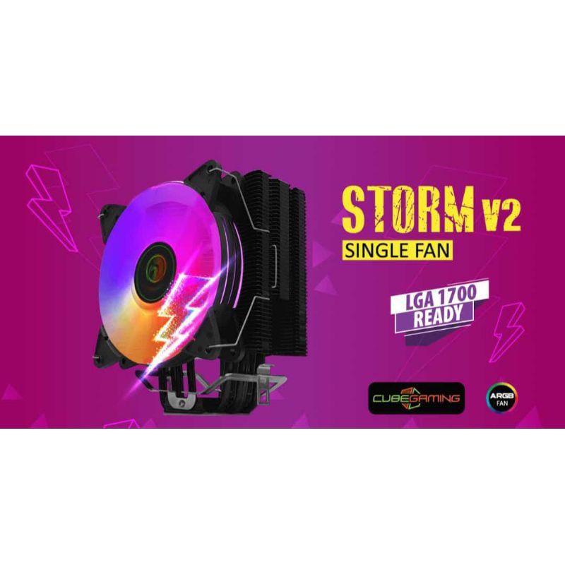 Jual CPU Cooler Cube Gaming Storm V2 ARGB For Intel & AMD Single Fan ...