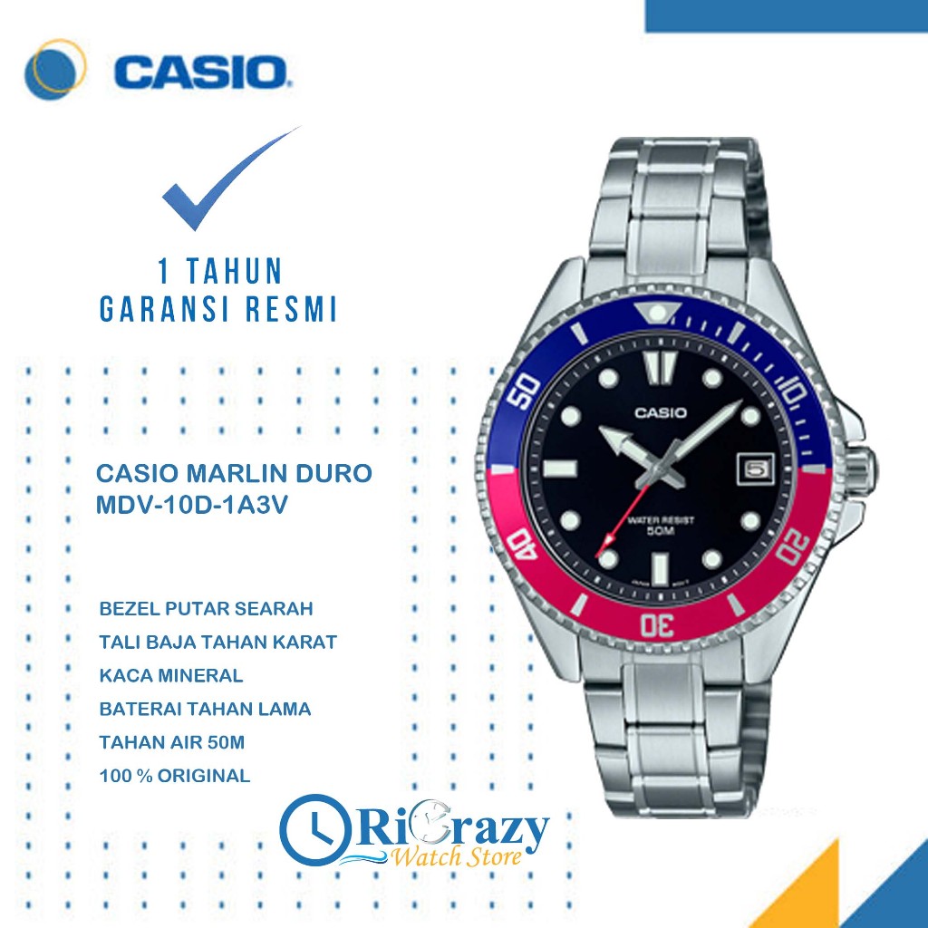 Jual [ PROMO ] Jam Tangan Pria Casio Diver MDV-10D-1A3 Marlin Duro ...