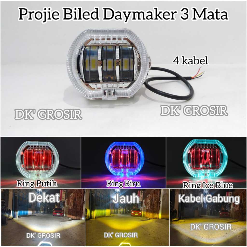 Jual Projie Biled 3 mata jauh dekat waterproof plus shroud dan devil ...