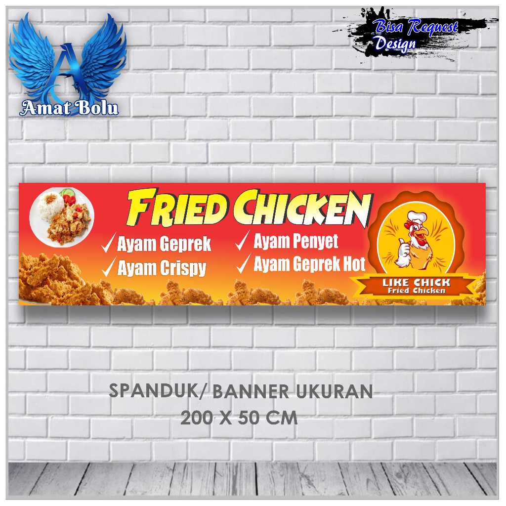 Jual SPANDUK BANNER FRIED CHICKEN AYAM GEPREK UKURAN COSTOM BISA REQUEST | Shopee Indonesia