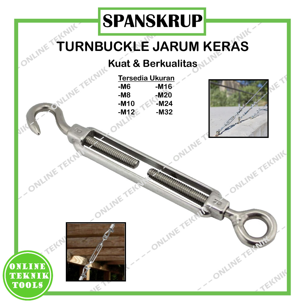Jual SPANSKRUP M12 Jarum Keras Turnbuckle M 12 Span Skrup Spancrup Hook ...