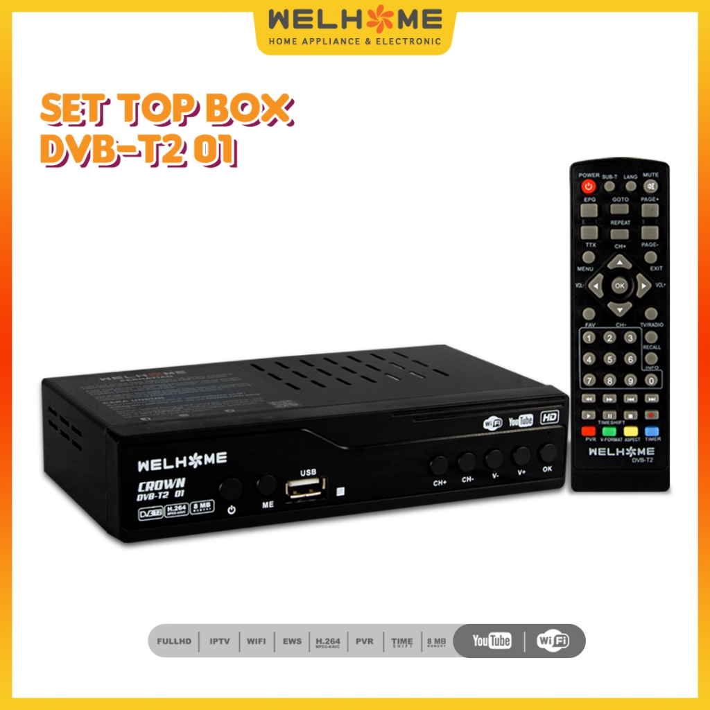 Jual Welhome Set Top Box DVB-T2 01 Receiver TV | Shopee Indonesia