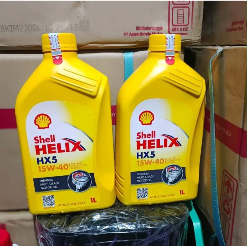Jual Oli Shell Helix HX5 15W-40 1Liter Original barcode | Shopee Indonesia