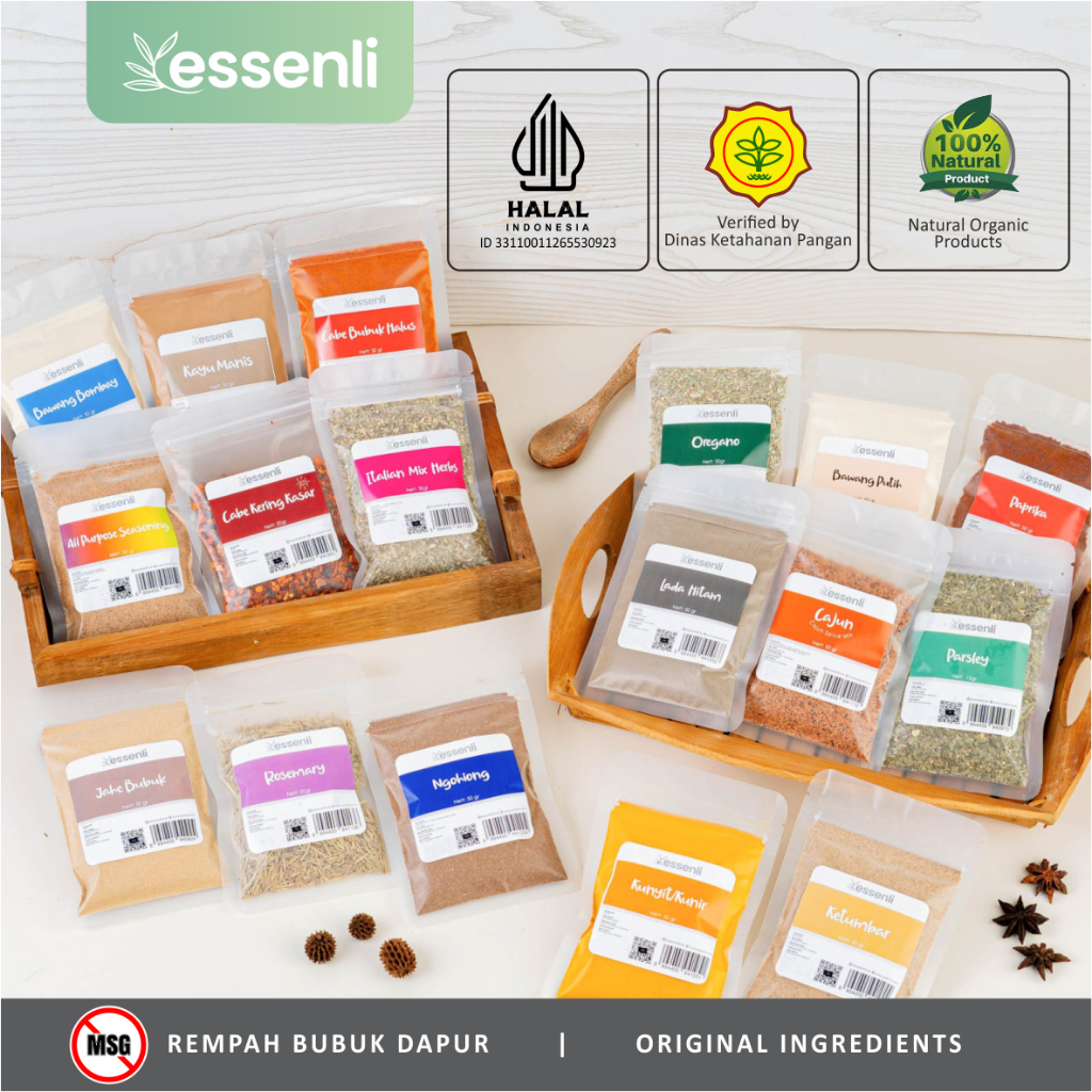 Jual ESSENLI Bumbu Rempah Dapur Bubuk Organik NO MSG (Kemasan Sachet ...