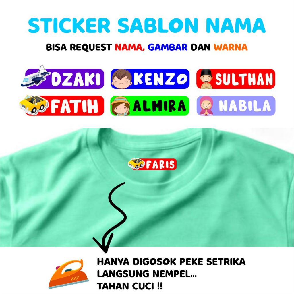Jual STICKER SABLON NAMA 30pcs, Bisa request Nama, Gambar, Warna. Hanya ...