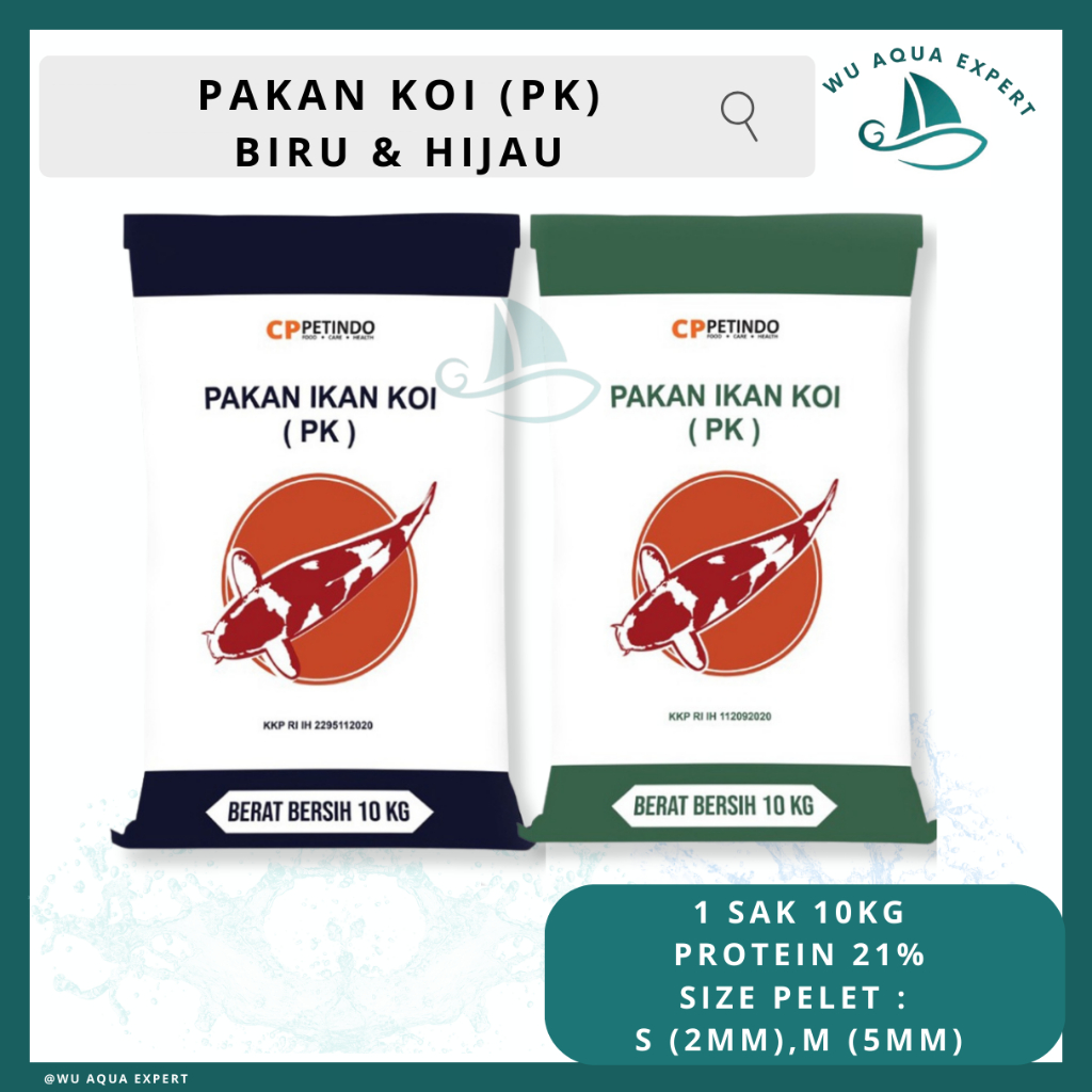 Jual 1 Sak 10 Kg PK KOI Pakan Ikan Koi Koki Ikan Hias 2 dan 5 mm CPPETINDO Sak Hijau dan Sak ...