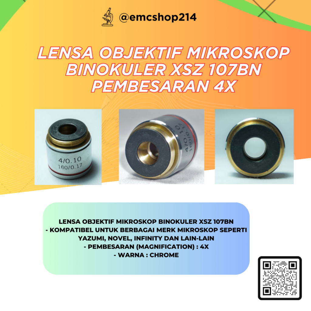 Jual Lensa Objektif Mikroskop Binokuler XSZ 107BN Pembesaran 4X ...
