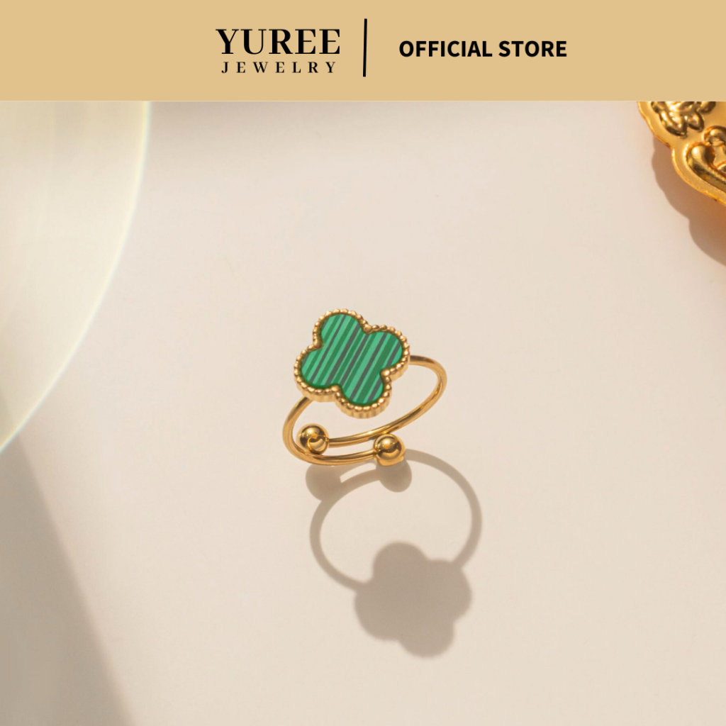Jual YUREE • Alberta Ring • Perhiasan Cincin Clover Titanium • Cincin ...