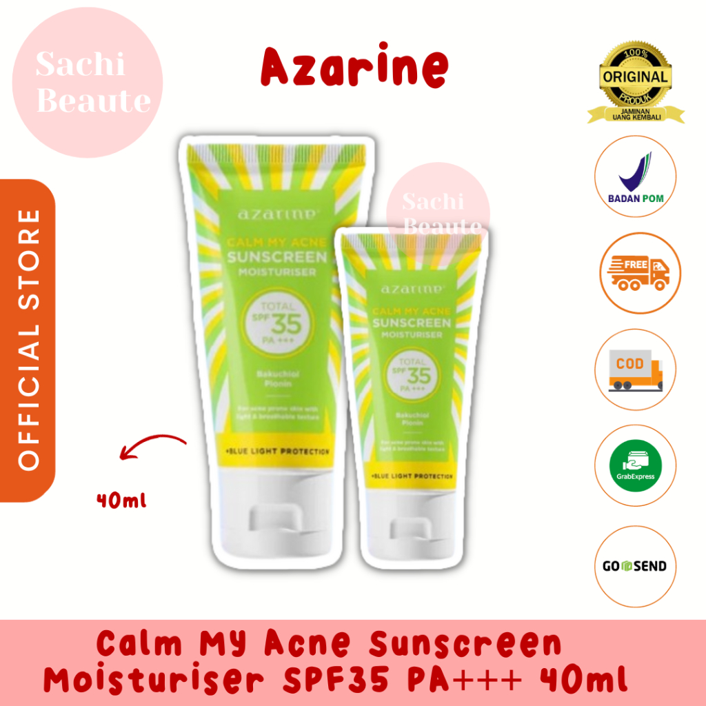 Jual Azarine Cicamide Barrier | Calm My Acne Sunscreen Moisturizer 40ml ...